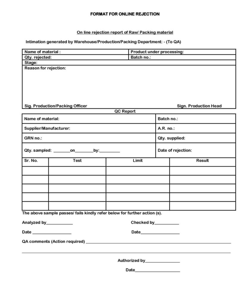 Handling Of Online Rejection SOP PharmaBlog